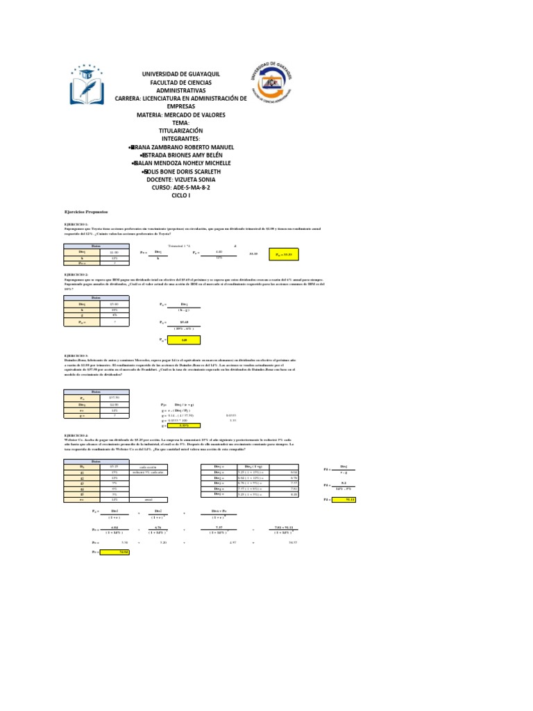 Ejercicios Propuestos | PDF | Compartir (Finanzas) | Economias