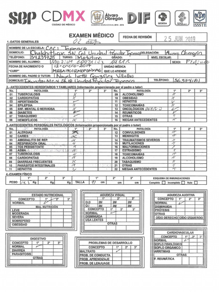 Examen Medico Sep | PDF