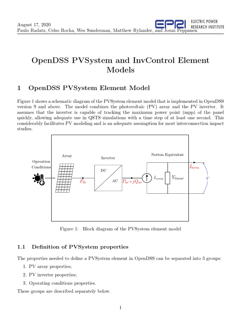Opendss Pvsystem and Invcontrol Element Models | PDF | Power Inverter ...