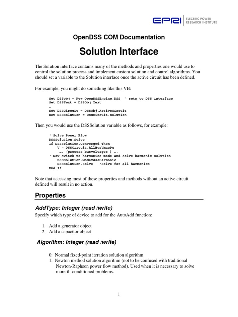 OpenDSS Solution Interface | PDF | Subroutine | Method (Computer Programming)