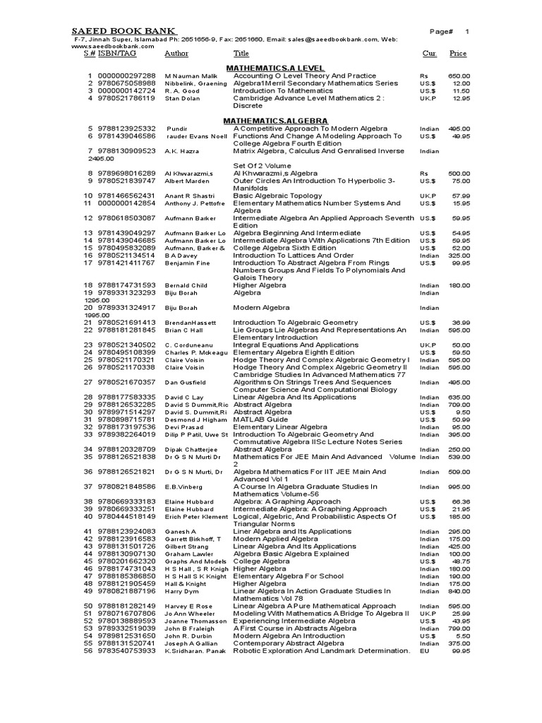 Algebra Books at Saeed Book Bank | PDF | Differential Equations ...