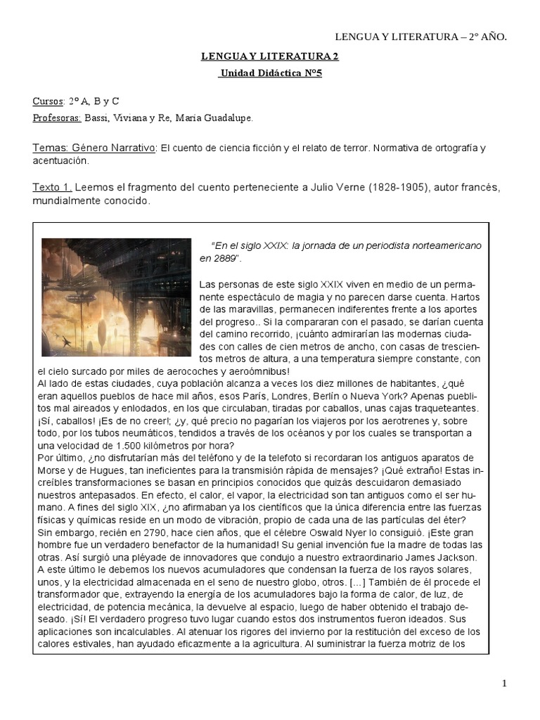 Unidad 5-2-Lengua y Literatura | PDF | Ciencia ficción | Cuentos
