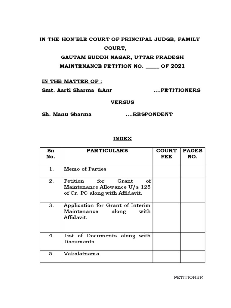 Aarti Sharma Maintenance Petition 2021 | PDF | Expense | Affidavit