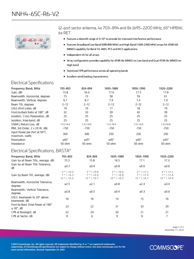 NNH4-65C-R6-V2: Electrical Specifications | PDF | Antenna (Radio ...