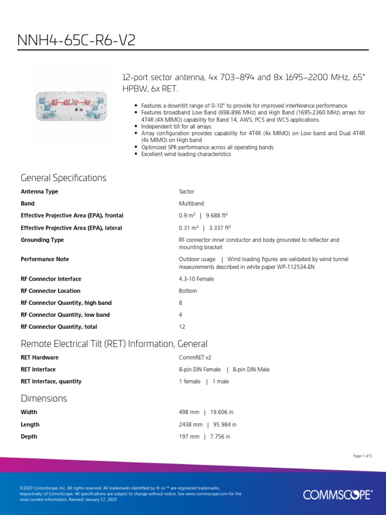 NNH4-65C-R6-V2 Product Specification | PDF | Antenna (Radio) | Decibel