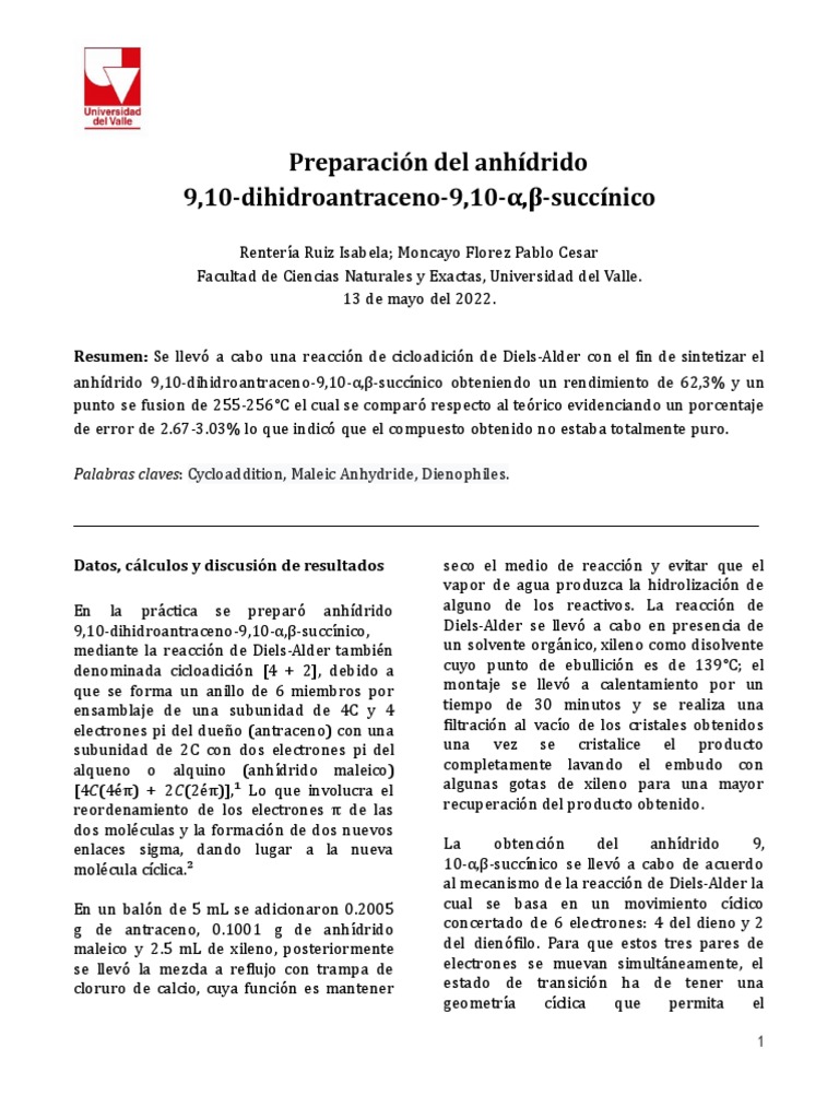 Mecanismo Del Aliso De Diels Antraceno Anhídrido Maleico