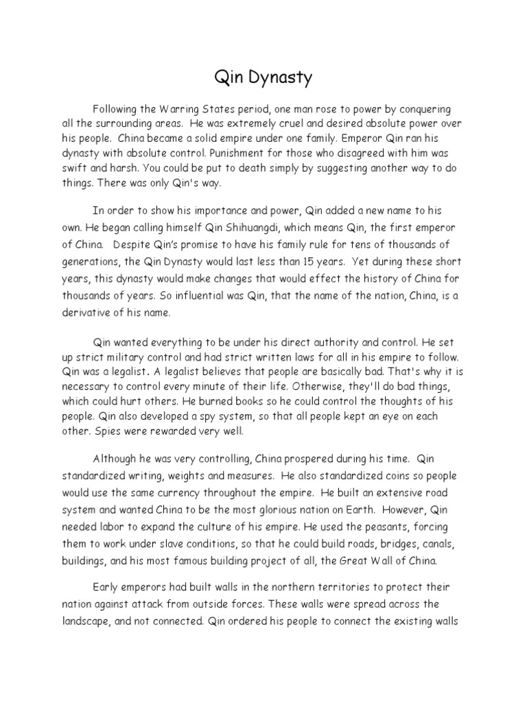 Qin Dynasty Notes | PDF | China | World Politics