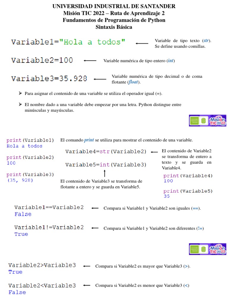 Sintaxis Básica en Python | PDF | División (Matemáticas) | Python ...