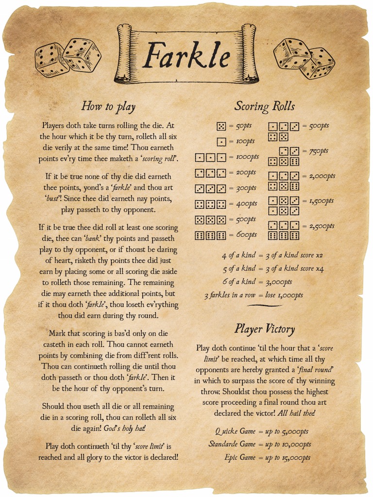 How to play the classic dice game Farkle | PDF