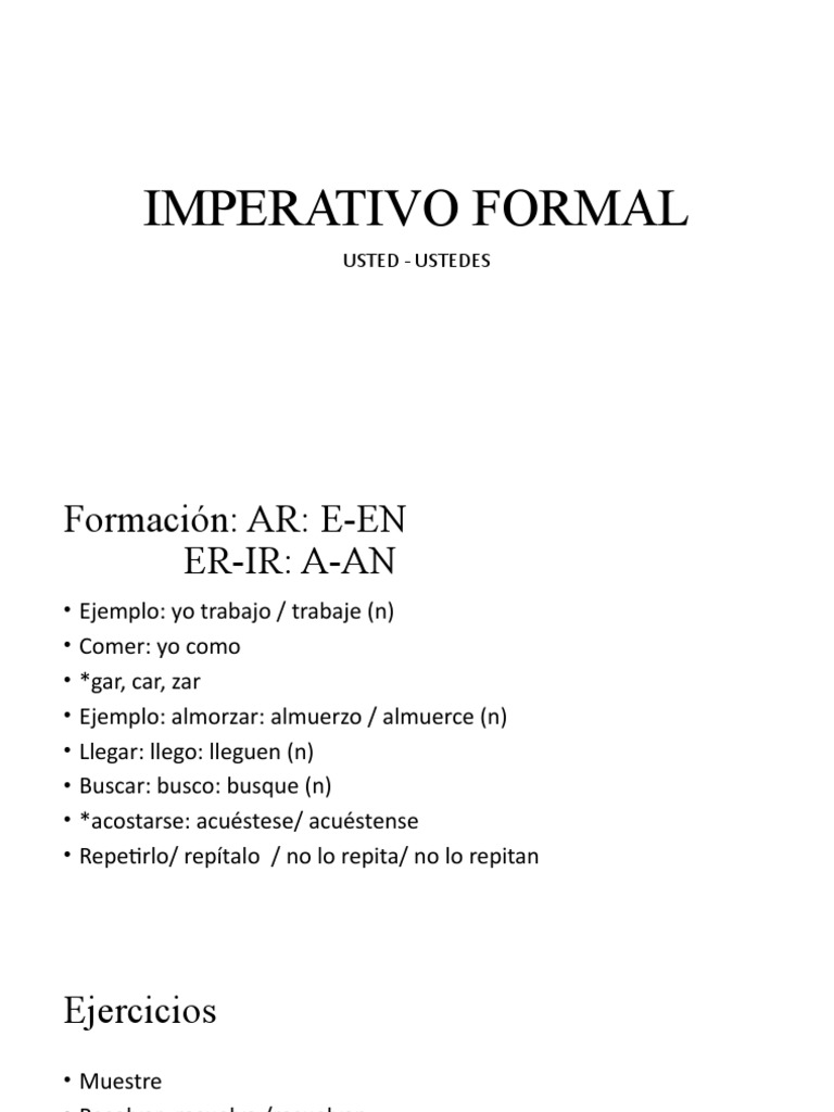 Imperativo Formal | PDF | Artes del Lenguaje y Comunicación ...