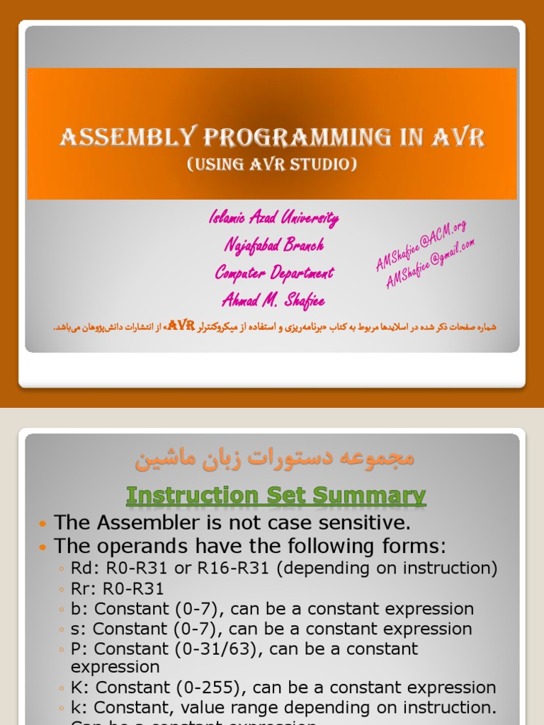 Assembly Programming In Avr Pdf Computer Architecture Encodings