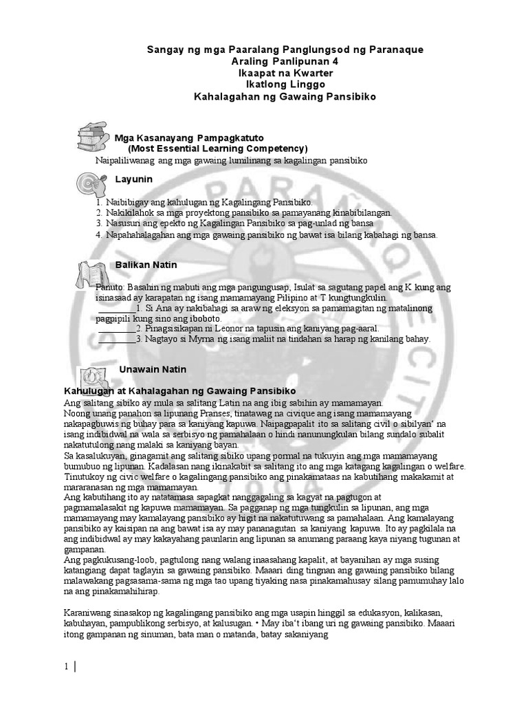 AP Grade4 Quarter4 Module Week3 | PDF