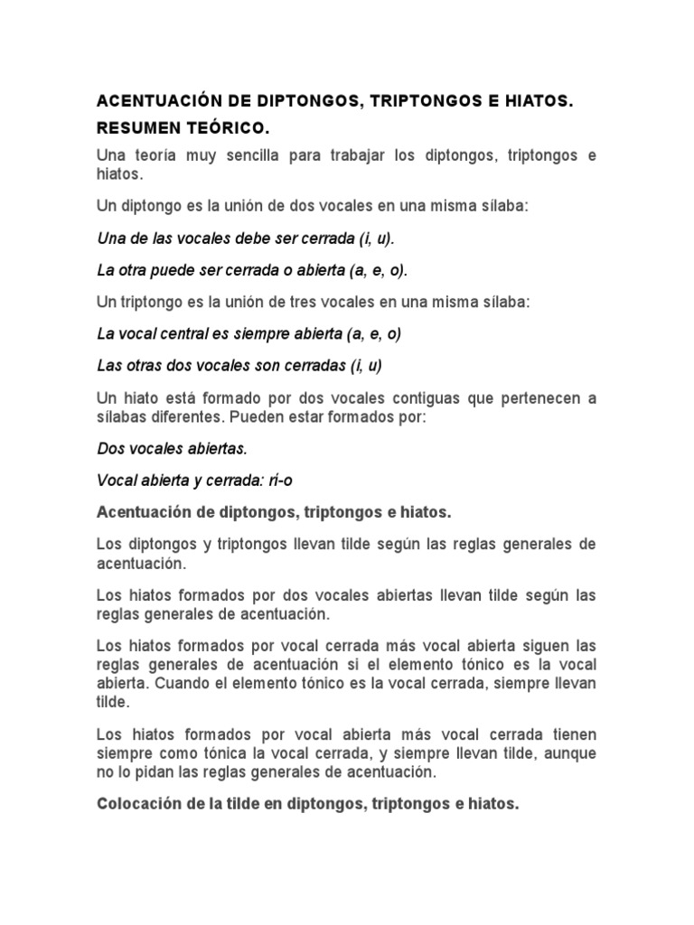 Acentuación de Diptongos | PDF | Vocal | Fonética