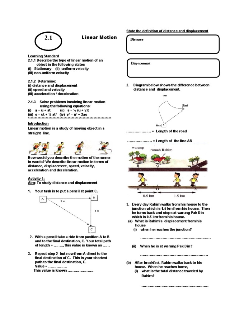 2.1 Linear Motion 2020 Module | PDF | Acceleration | Velocity