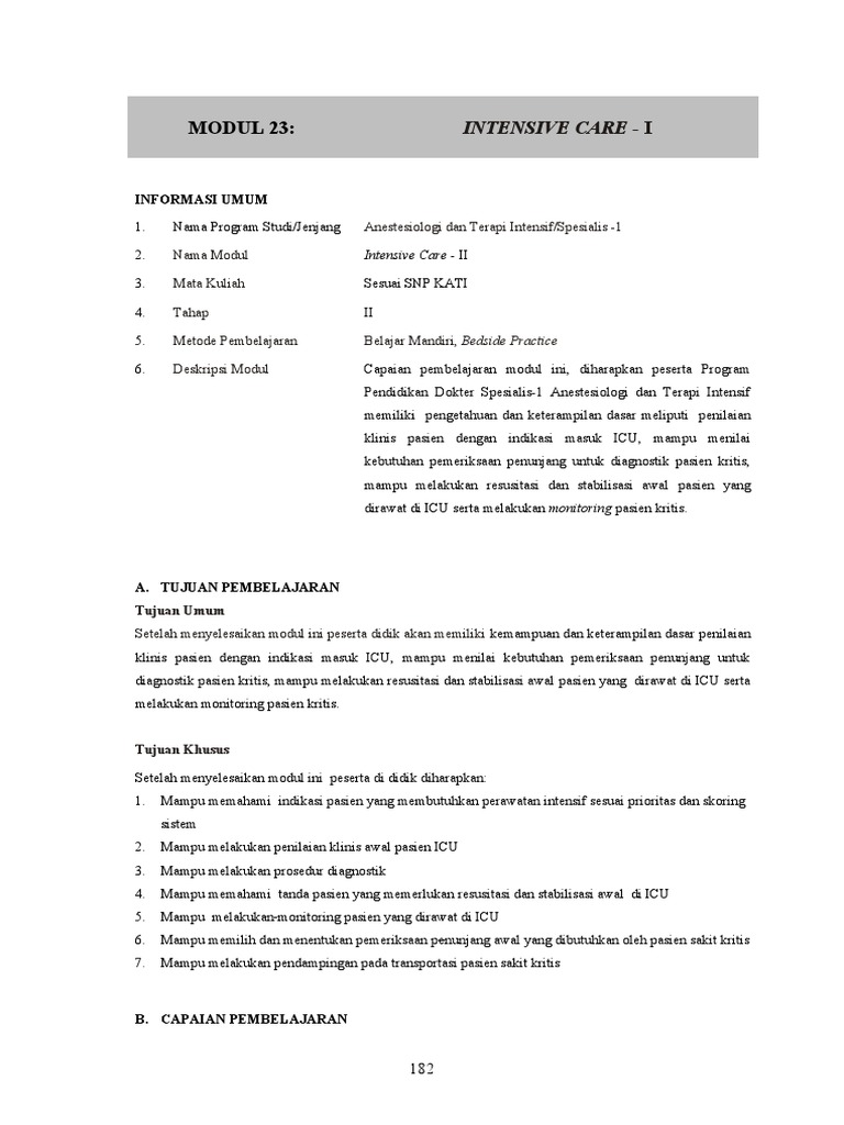 MODUL 23 Intensive Care 1 | PDF