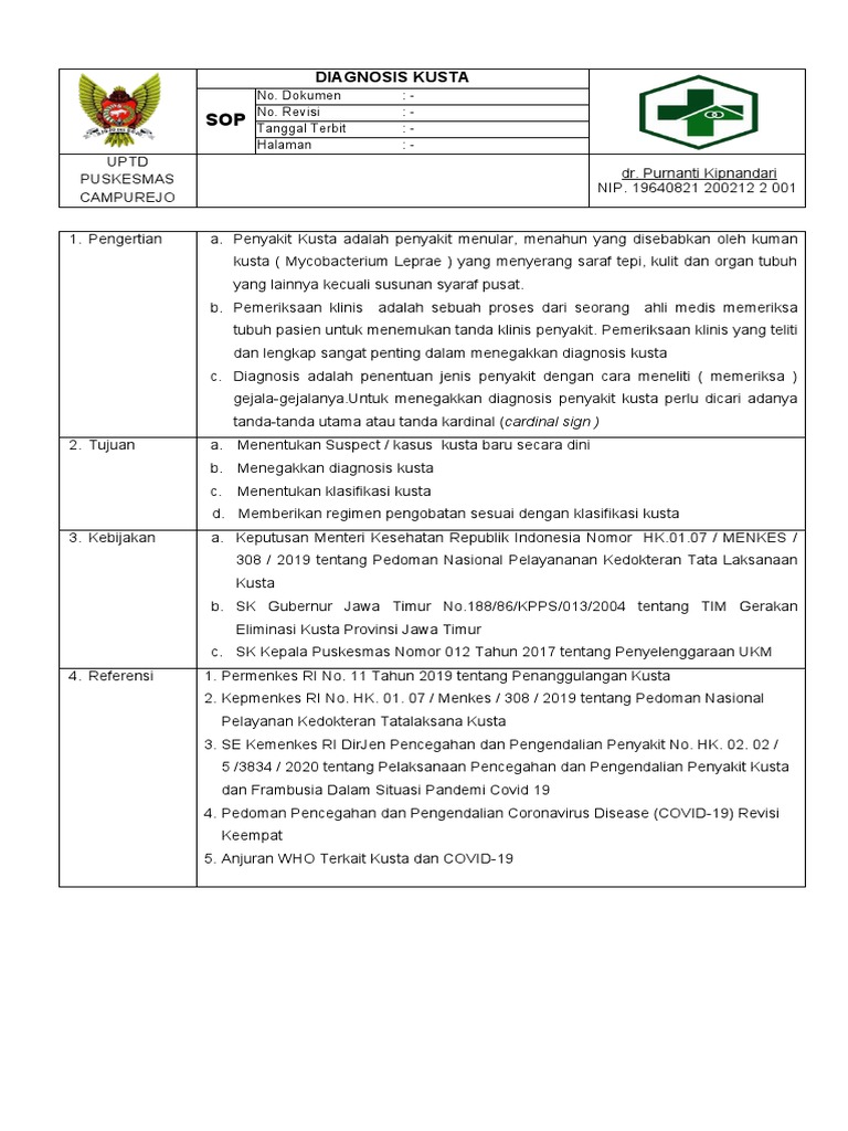Sop Diagnosis Kusta | PDF