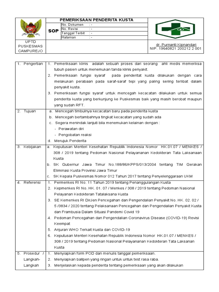 SOP Pemeriksaan Kusta | PDF