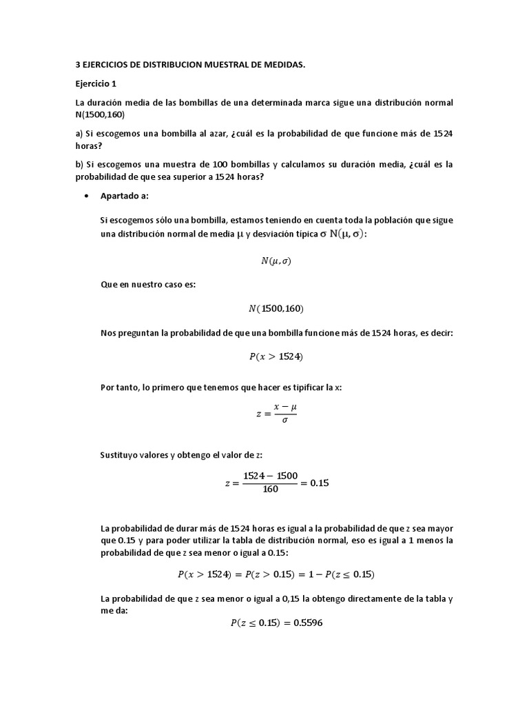 3 Ejercicios de Distribucion Muestral de Medidas Q | PDF | Distribución normal | Desviación Estándar