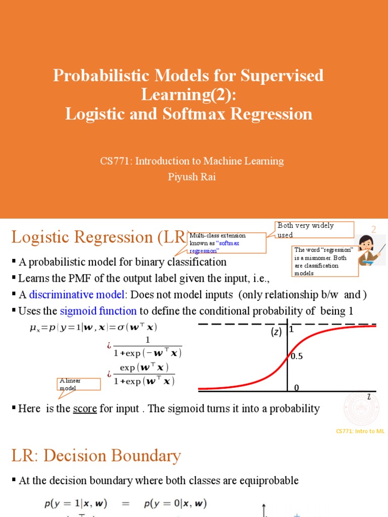 Lecture 14 - Logistic and Softmax Regression - Plain | PDF | Logistic Regression | Normal ...