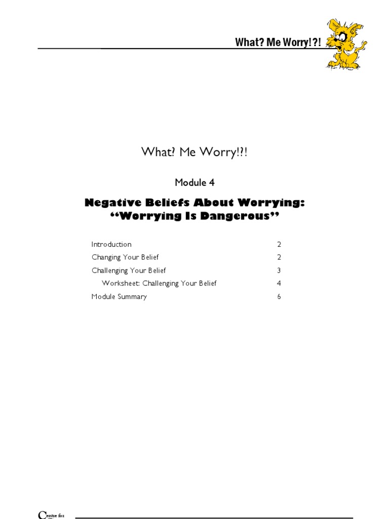 04 Negative Beliefs About Worrying - Worrying Is Dangerous | PDF ...