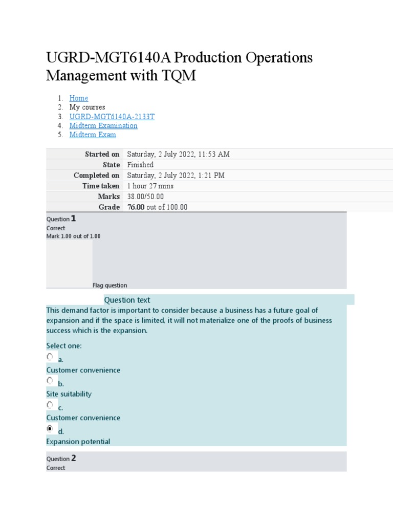 Midterm Exam in Production Management | PDF | Databases | Conceptual Model