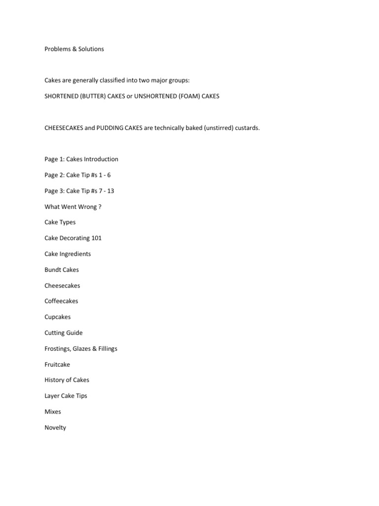 A Comprehensive Guide to Common Cake Problems and Solutions | PDF | Cakes | Baking