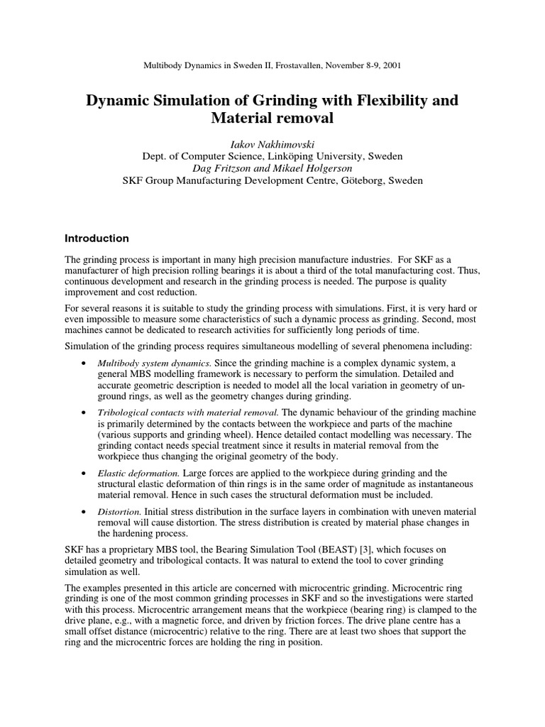 Dynamic Simulation of Grinding | PDF | Friction | Grinding (Abrasive ...