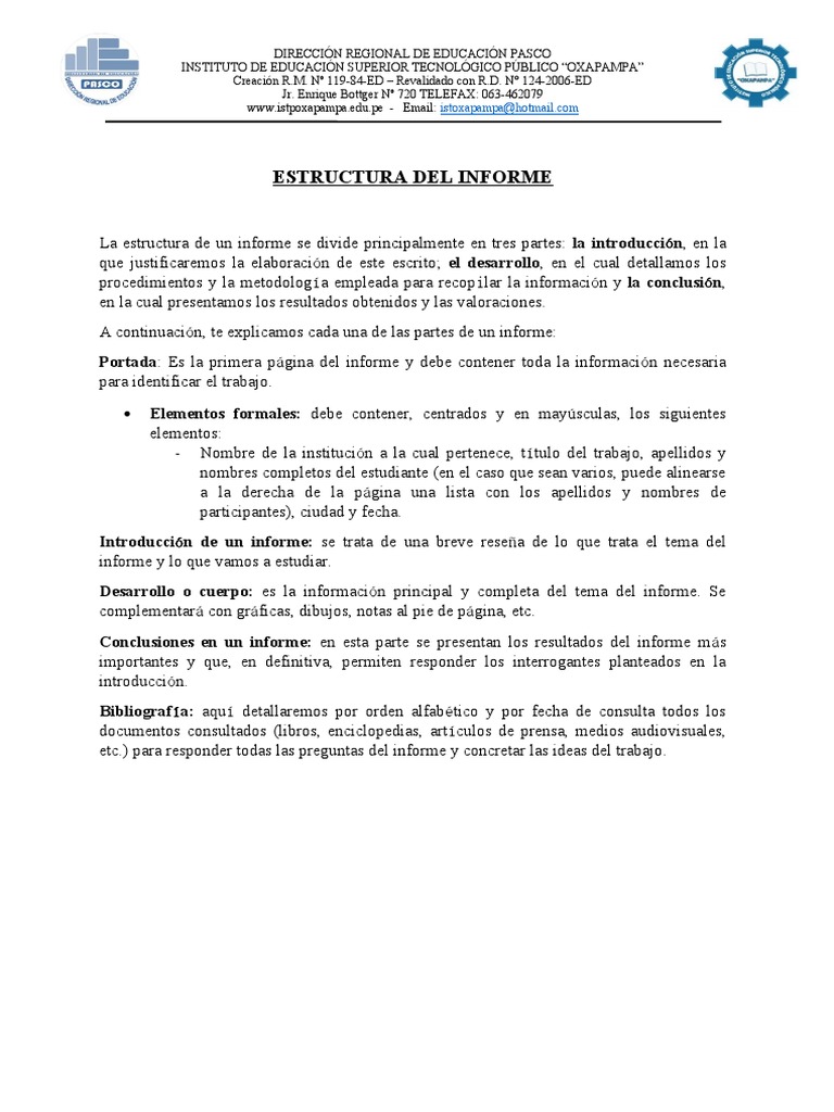 Estructura de Informe | PDF