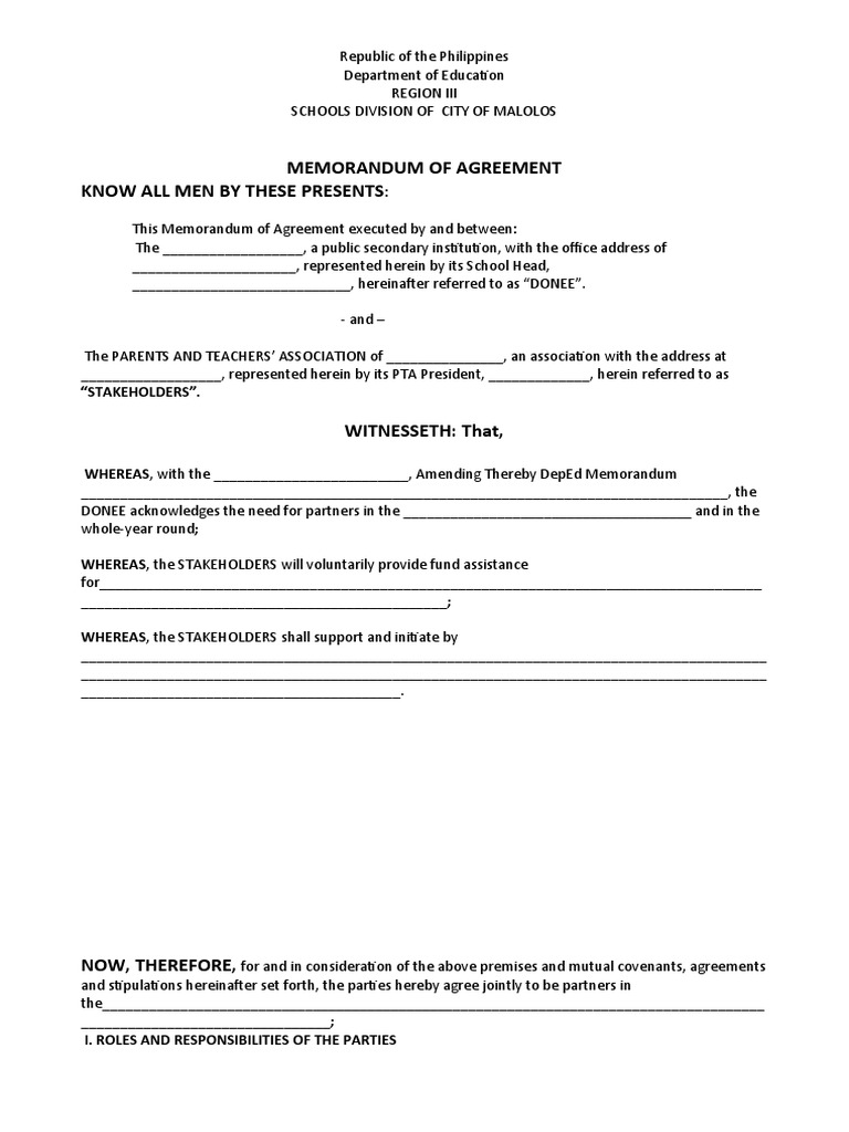 Memorandum of Agreement PTA | PDF | Government | Justice