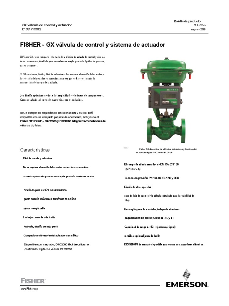 Product Bulletin Fisher GX Control Valve Actuator System en 135196.en ...