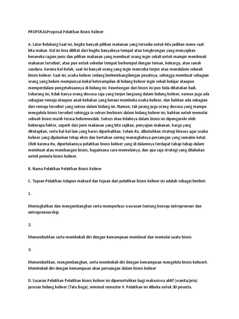 Contoh Proposal Pelatihan | PDF