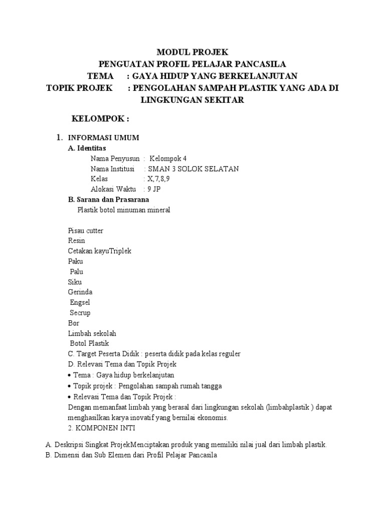 Contoh Modul Projek Ipa | PDF