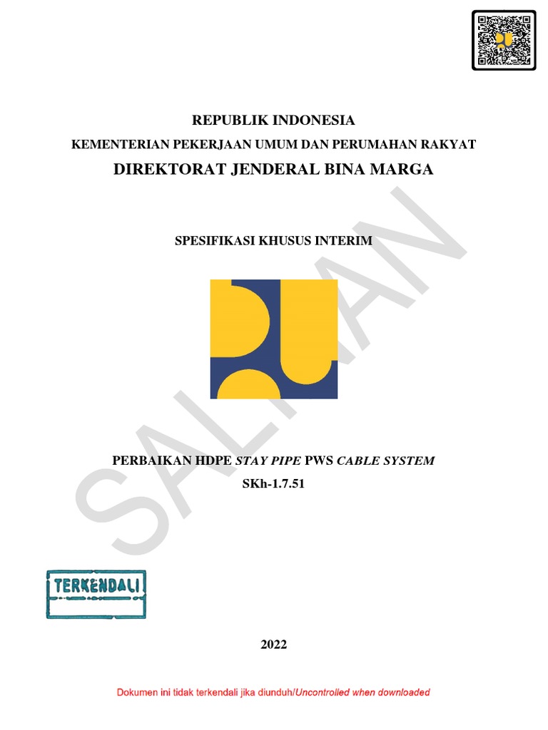 SKH 1751 Spesifikasi Khusus Interim Perbaikan Hdpe Stay Pipe Pws Cable ...