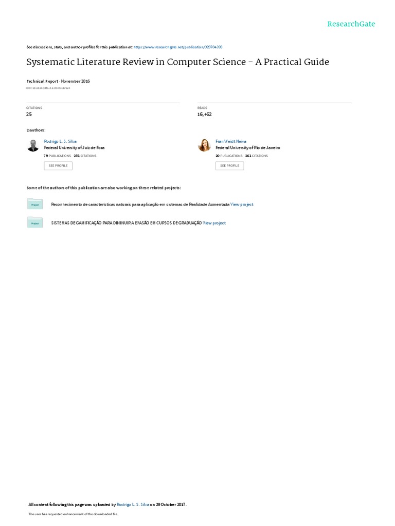 Systematic Literature Review in Computer Science - A Practical Guide ...