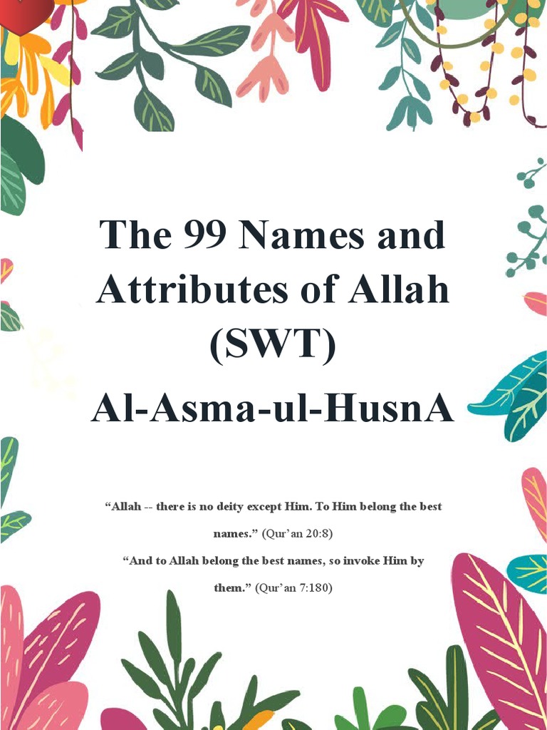 The 99 Names and Attributes of Allah (SWT) Al-Asma-Ul-Husna | Download ...
