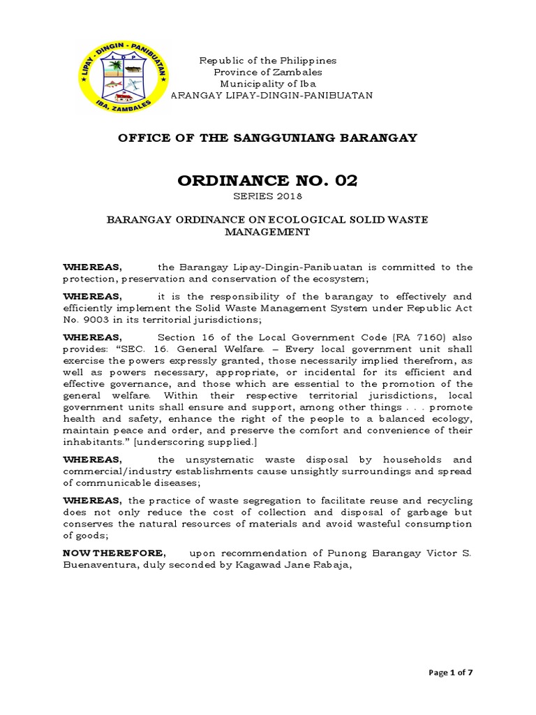 Solid Waste Ordinance | Download Free PDF | Biodegradation | Compost