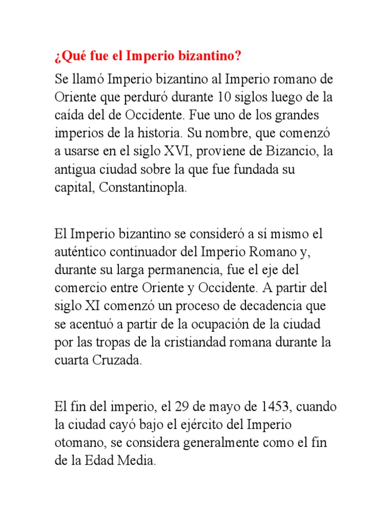 Datos de El Imperio Bizantino | PDF | imperio Bizantino | imperio Romano
