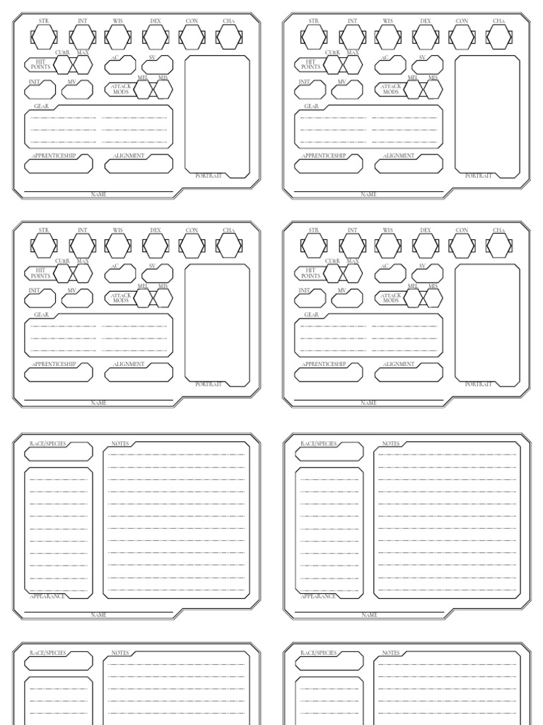 Character Stats and Details Sheet | PDF