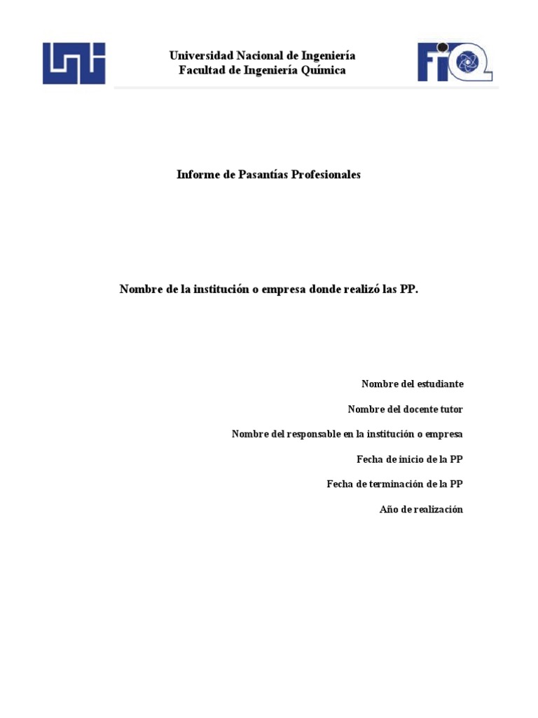 Estructura De Informe Pasantias 2 Pdf Business