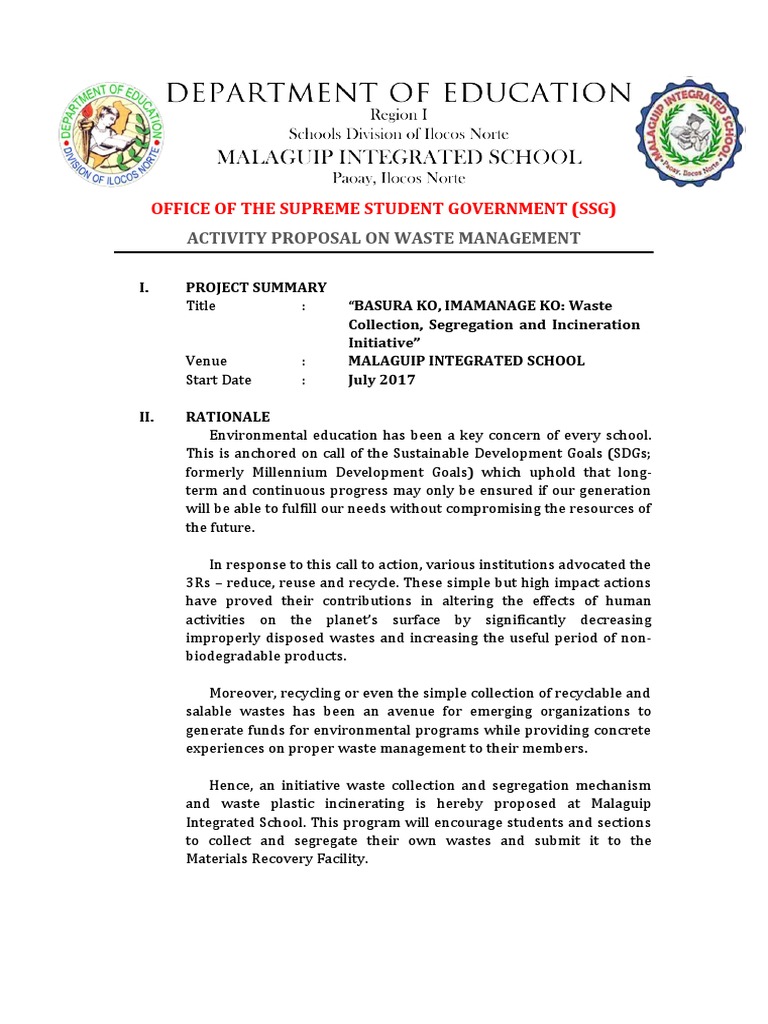Waste Management Initiative Proposal | PDF | Recycling | Waste