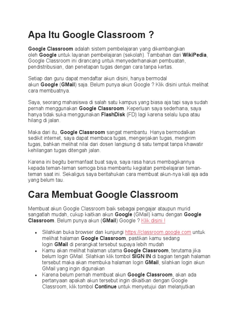 Materi Google Classroom | PDF