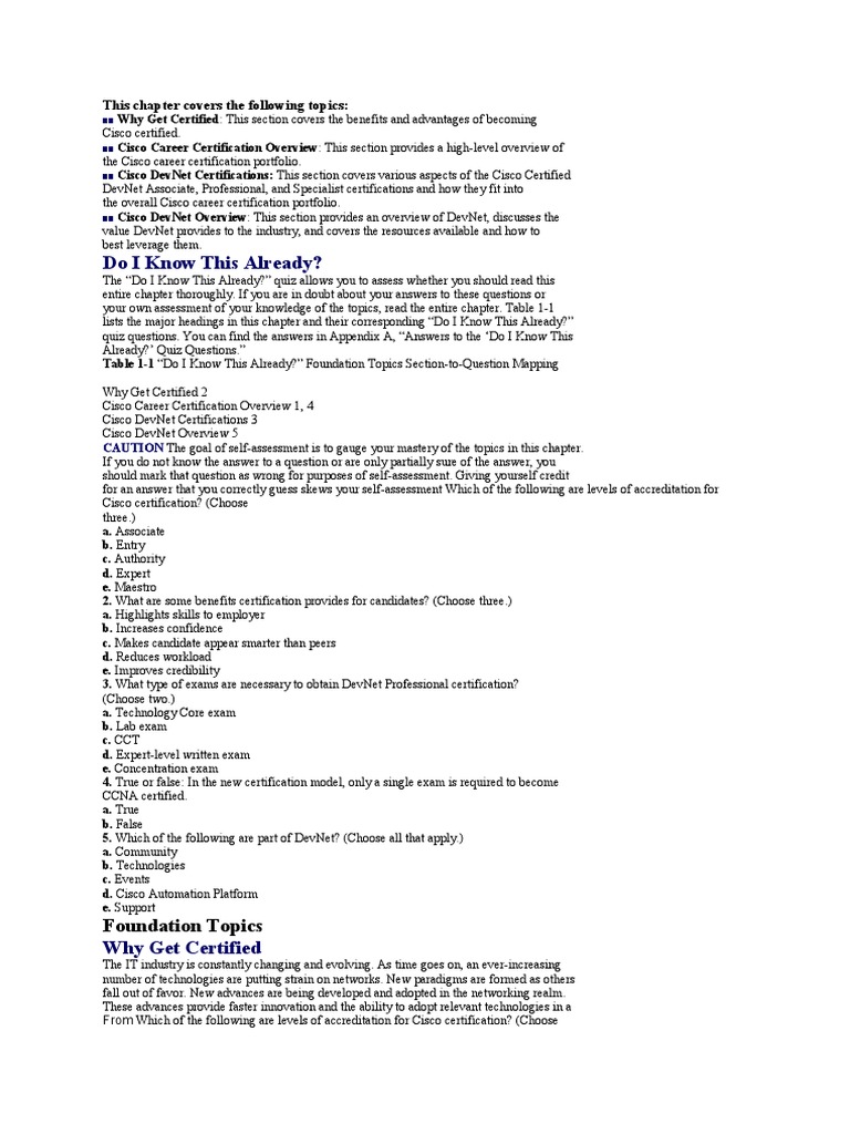 Cisco Career Certification Overview | PDF | Cisco Certifications ...