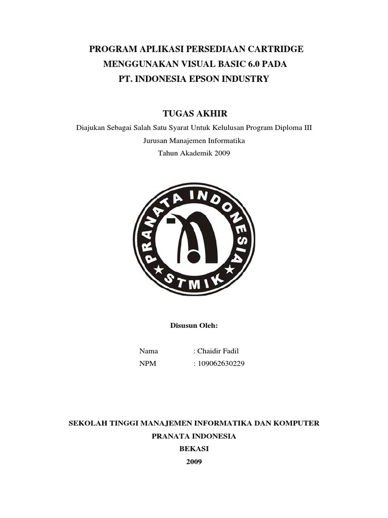 (Tugas Akhir) Program Aplikasi Persediaan Ink Cartridge Menggunakan Visual Basic | PDF | Komputer
