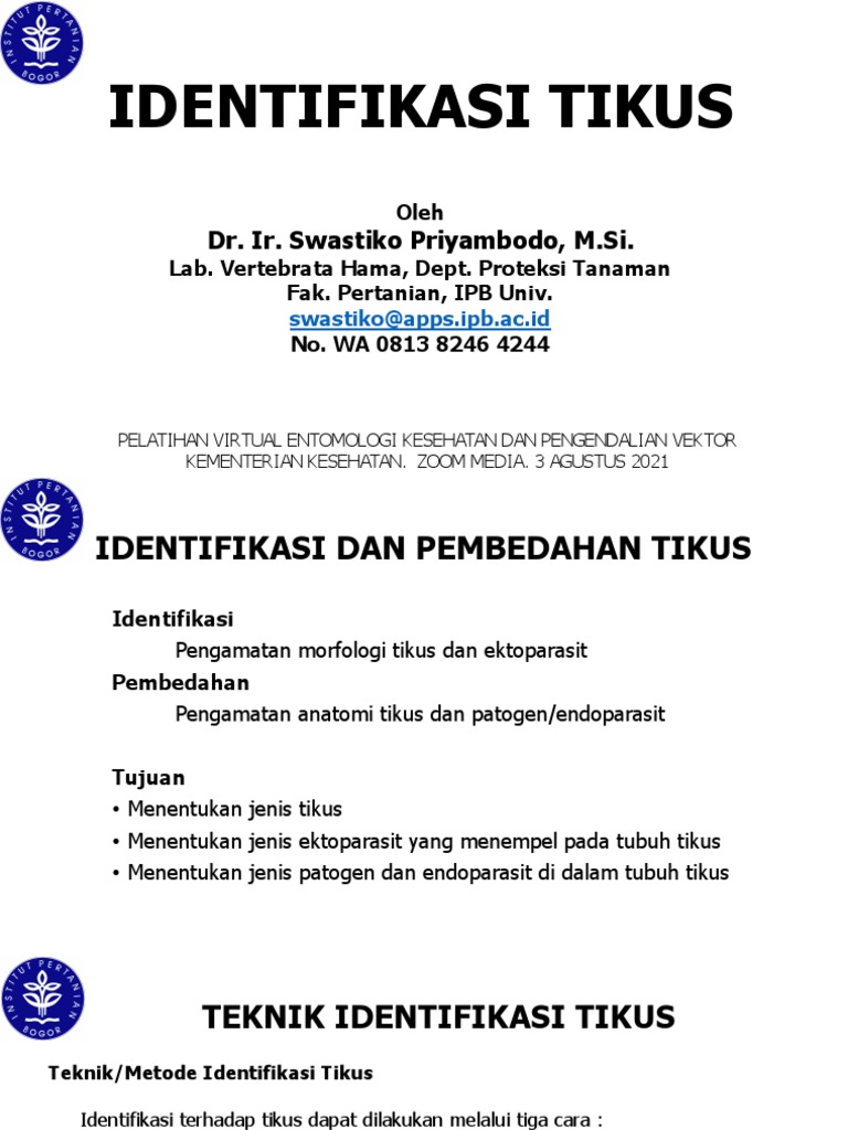 Materi 2 Dr. Ir. Swastiko Priyambodo, MS - TEKNIK IDENTIFIKASI TIKUS | PDF