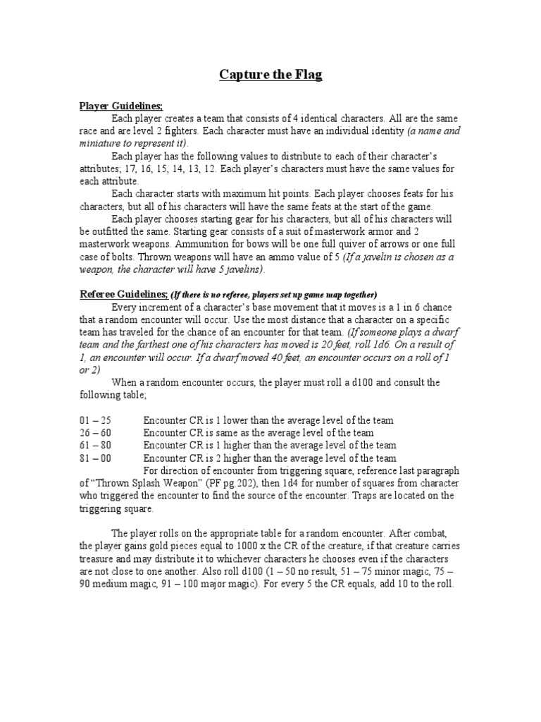 Capture The Flag Rules | PDF | Gaming | Role Playing Games