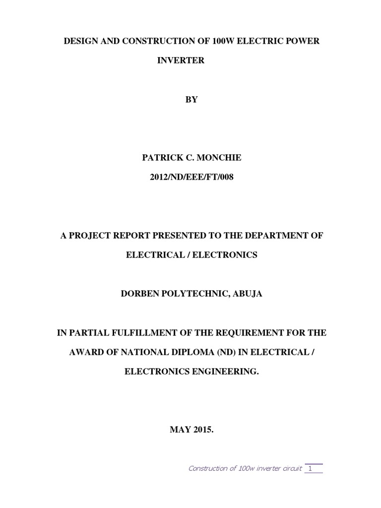 Design - and - Construction - of - 100W - Electric Ups | PDF ...