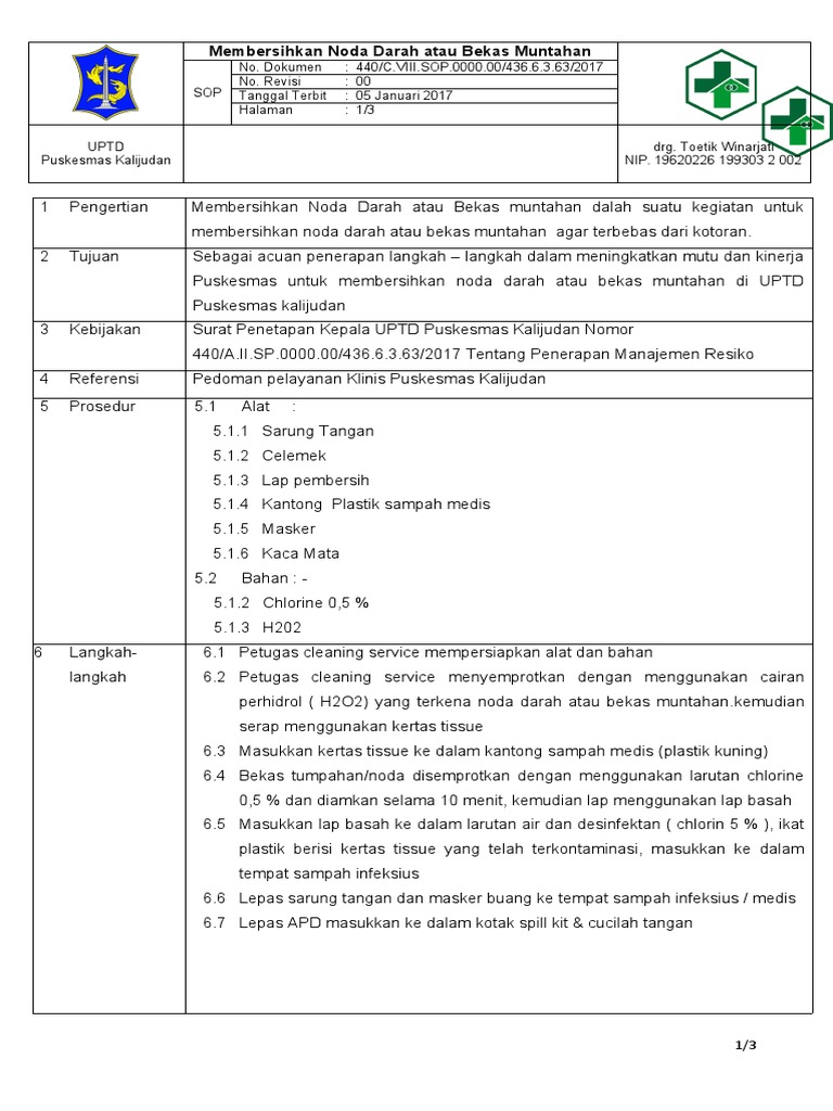 Sop Pembersihan Cairan Infeksius | PDF