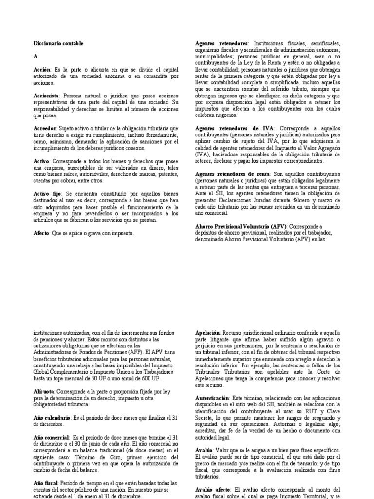 Diccionario Contable | Descargar gratis PDF | Contabilidad | Impuestos