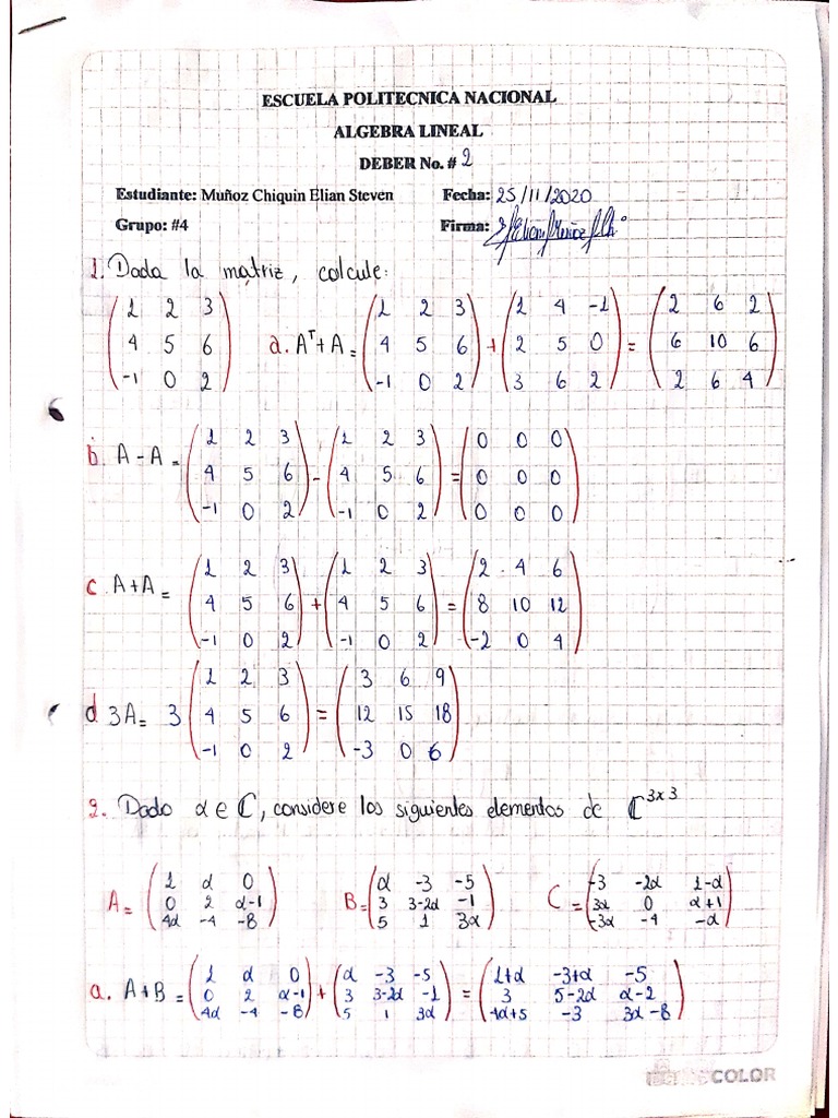 DEBER 2 Algebra lineal EPN | PDF