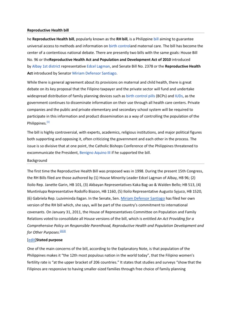 RH Bill | PDF | Family Planning | Birth Control